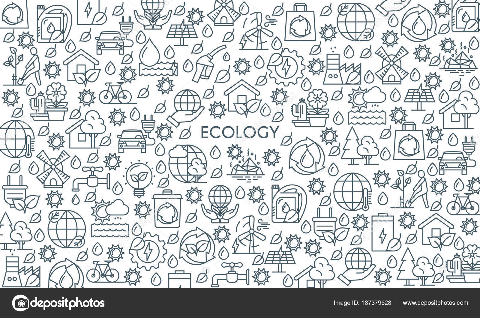 Thin line design ecology banner — Stock Vector © Genestro #187379528