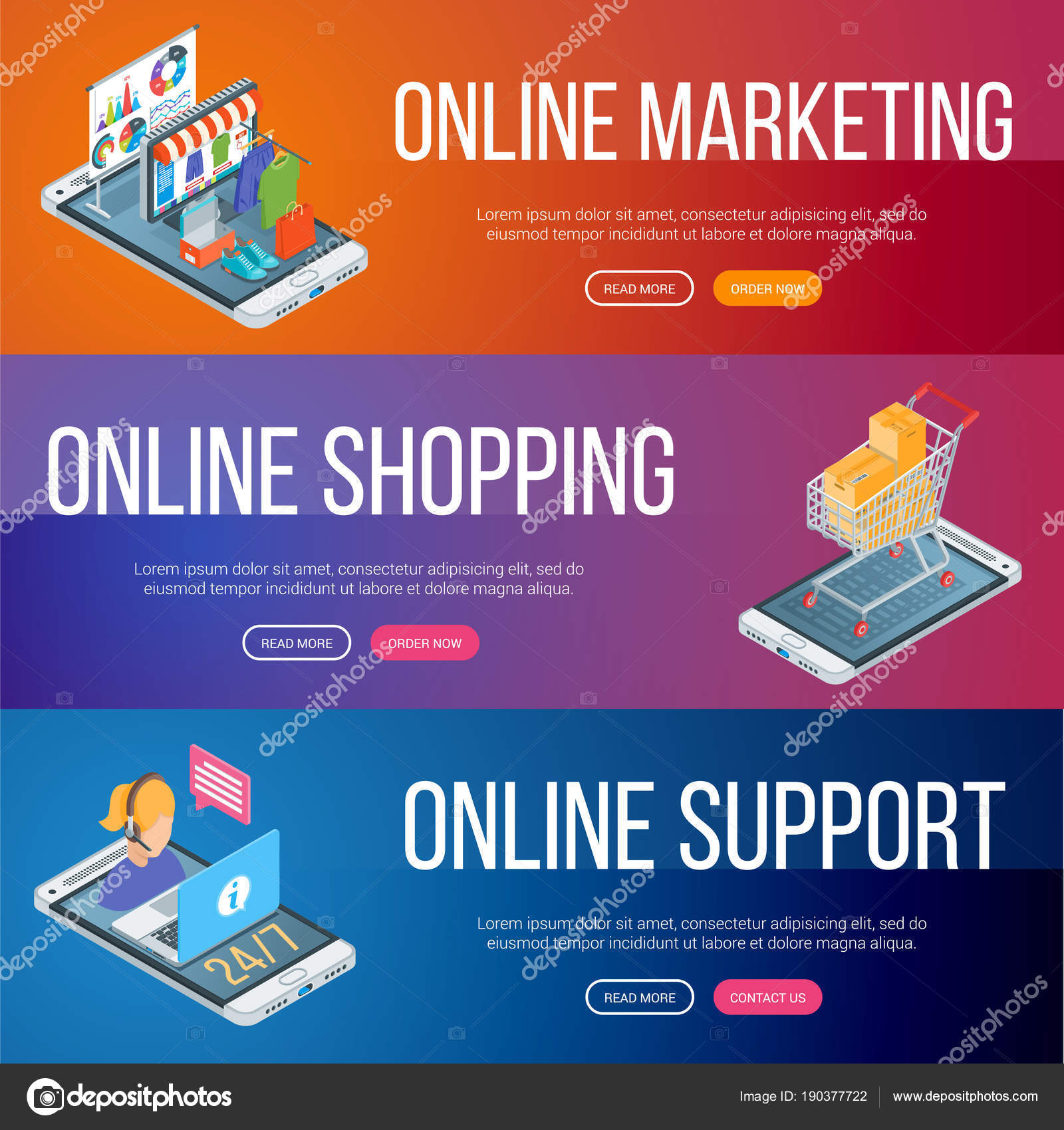 Set of isometric banners 7 Stock Illustration by ©Genestro #190377722