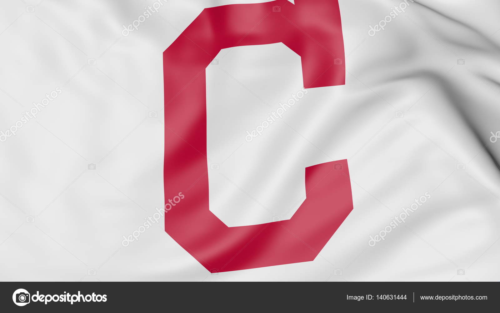 Close-up of waving flag with Cleveland Indians MLB baseball team logo ...