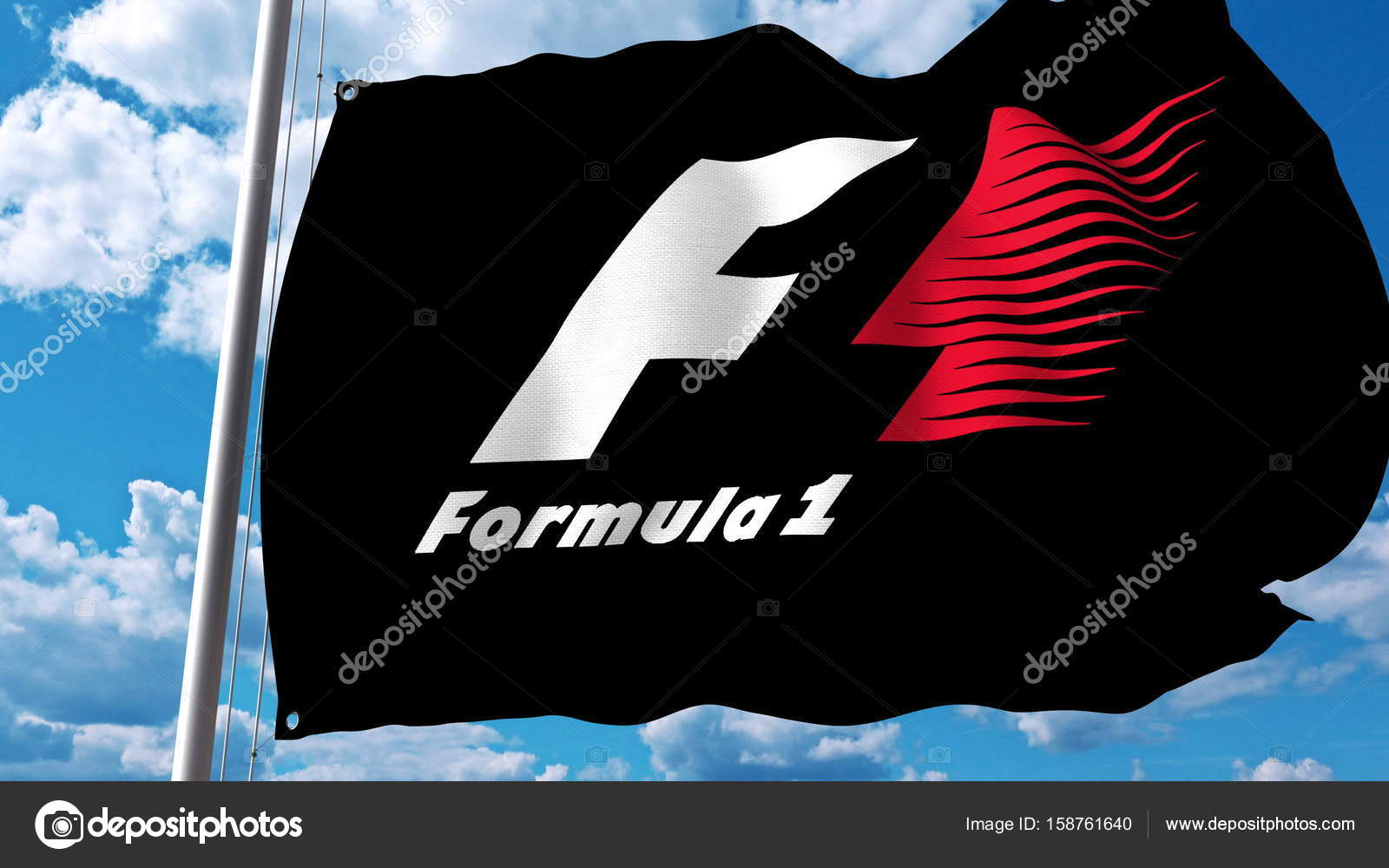 Waving flag with Formula One logo. Editorial 3D rendering — Stock ...