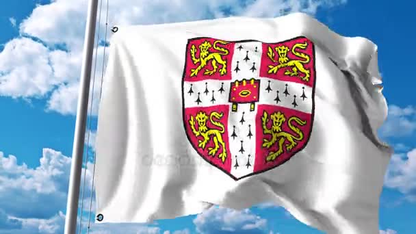 Waving flag with University of Cambridge emblem. 4K editorial clip ...