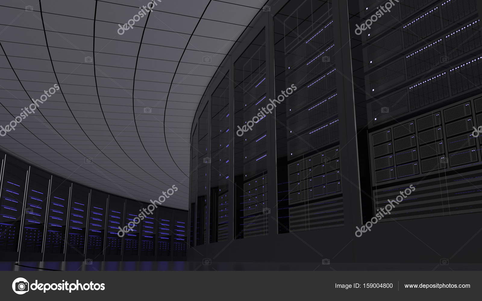 Server room racks. IT business or data center concepts. 3D rendering ...