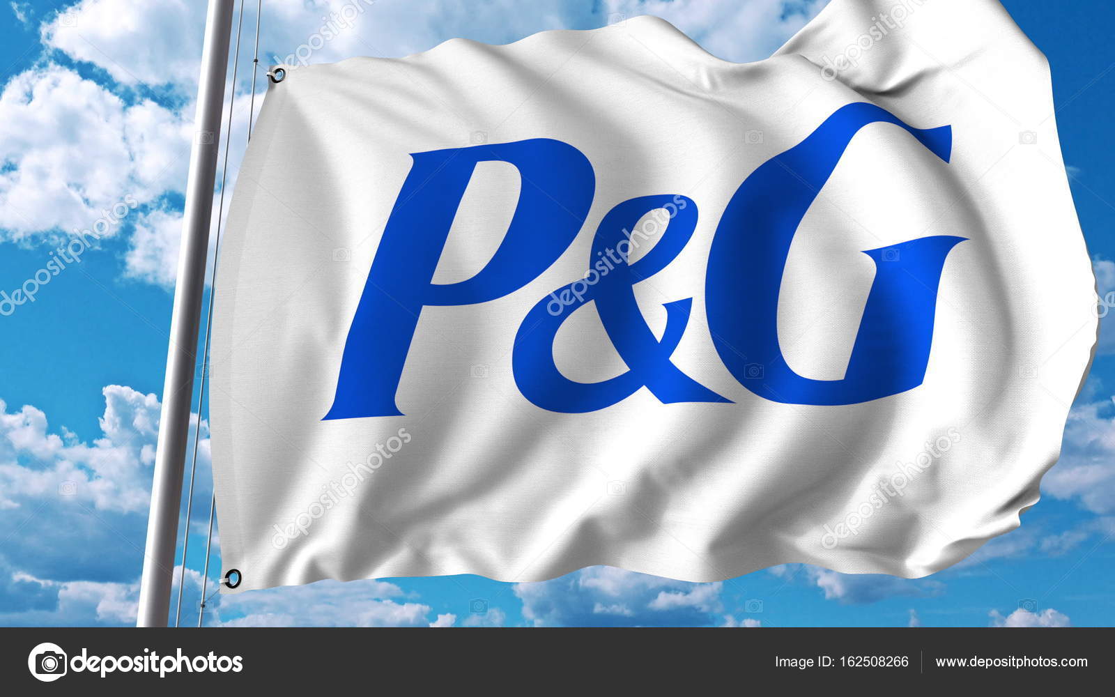 Waving flag with Procter Gamble logo. Editoial 3D rendering – Stock ...
