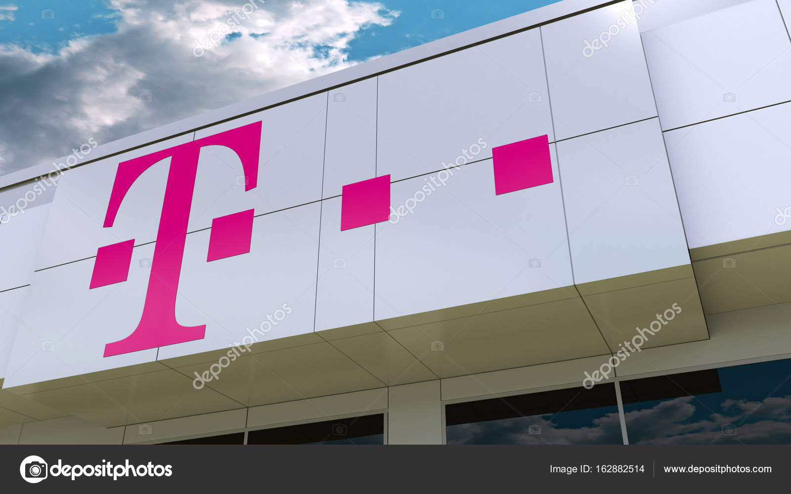 T-Mobile logo on the modern building facade. Editorial 3D rendering ...