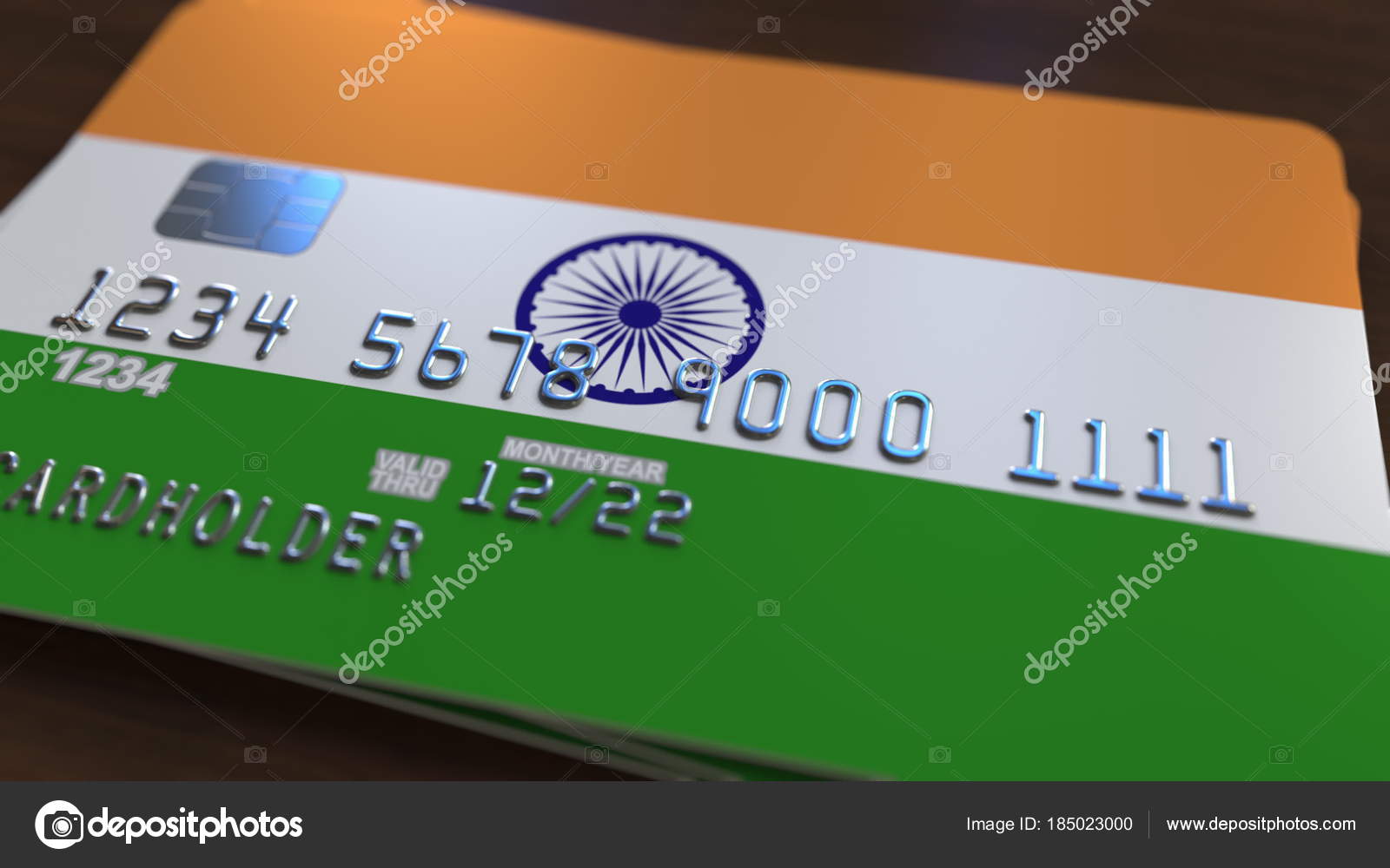 Plastic bank card featuring flag of India. National banking system ...