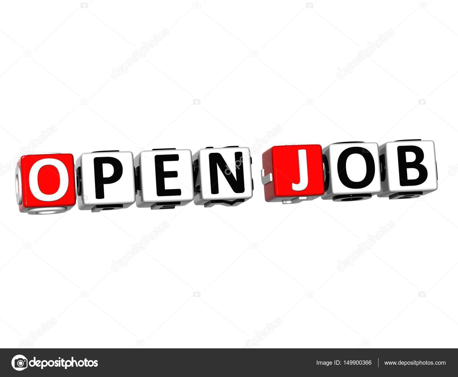 3D Job Open block text on white background. Stock Photo by ©Curioso ...