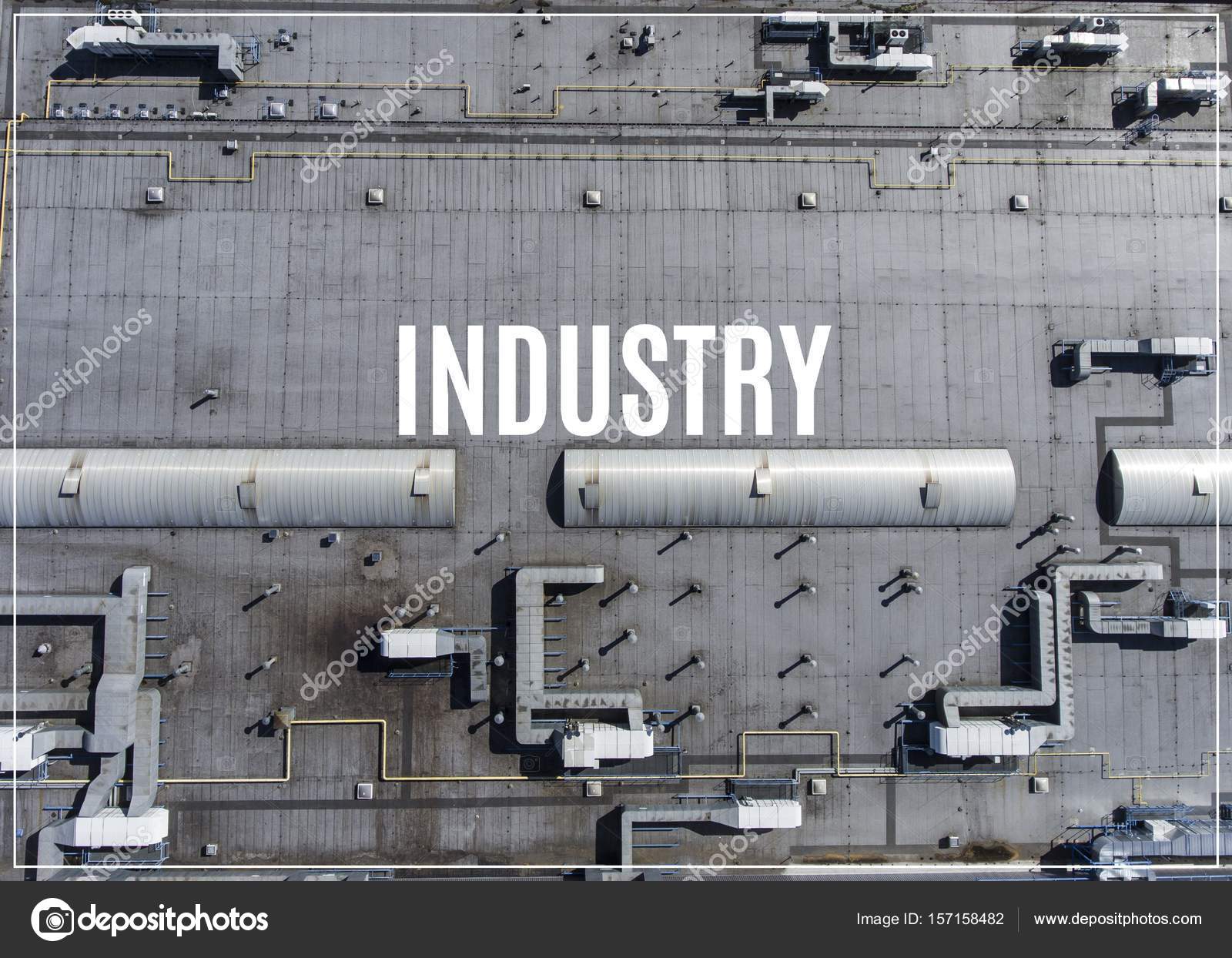 Word Industry. Disribution warehouse roof from above. — Stock Photo ...