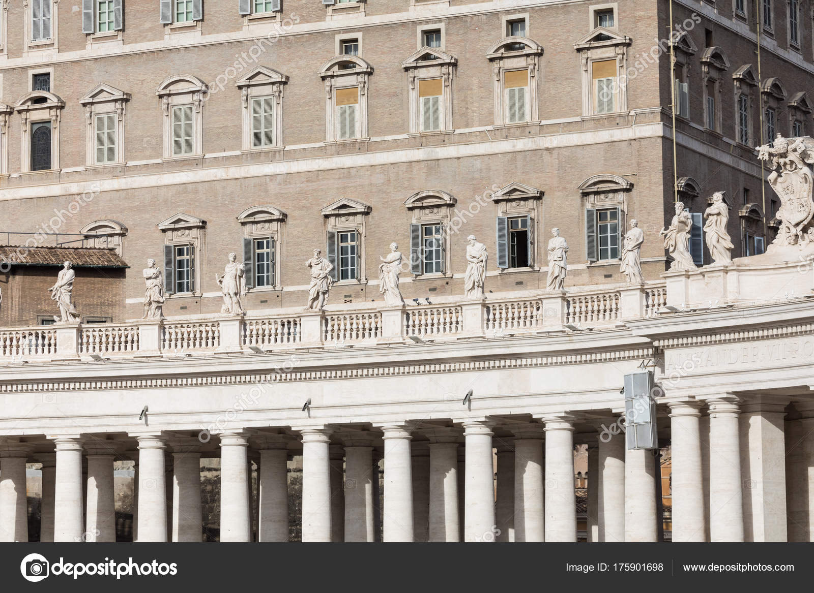 Pope`s window on Saint Peter`s Square in Vatican, Rome, Italy Stock ...