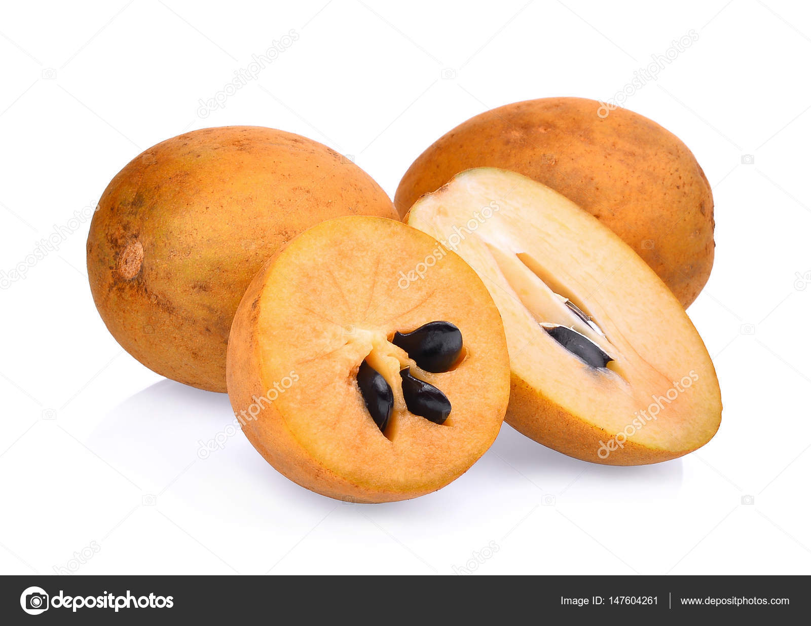 Fresh sapodilla fruit isolated on white background Stock Photo by ...