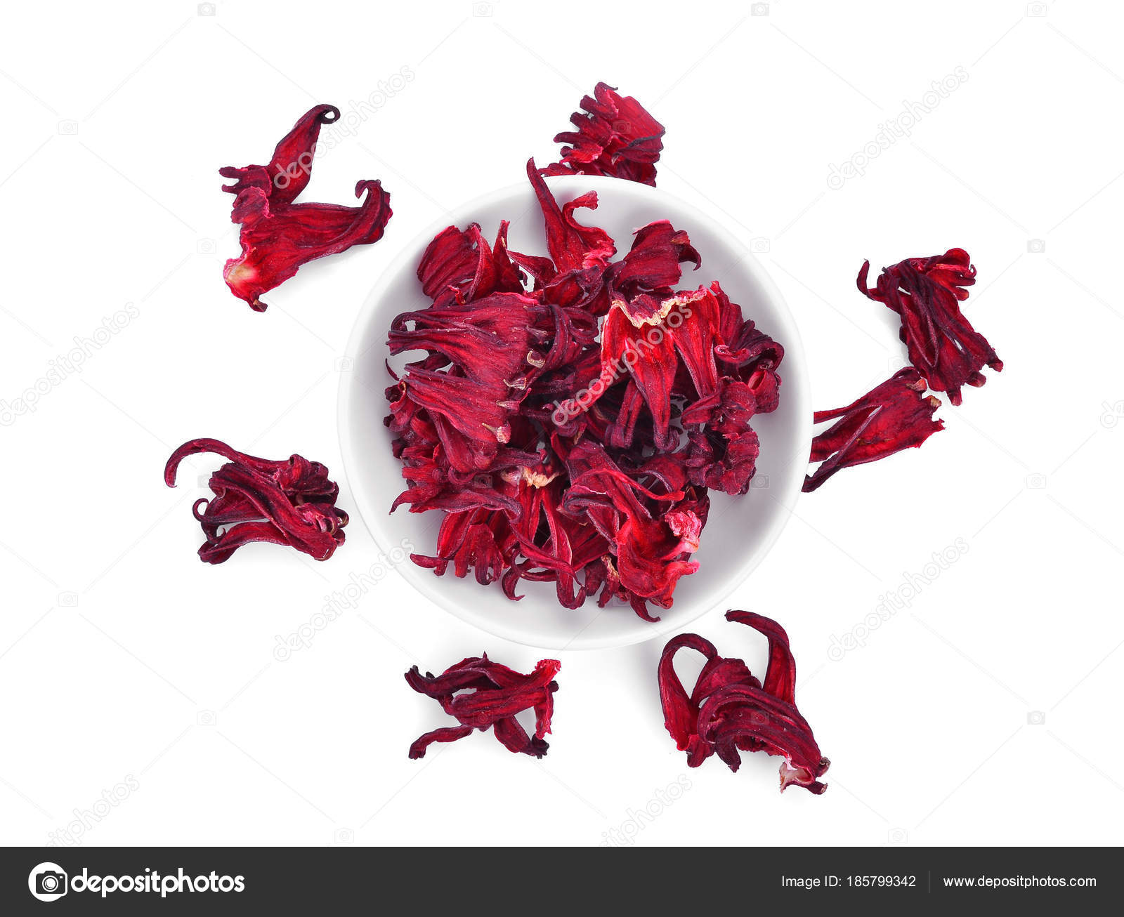 Top view of dried hibiscus sabdariffa or roselle fruits in the w Stock ...