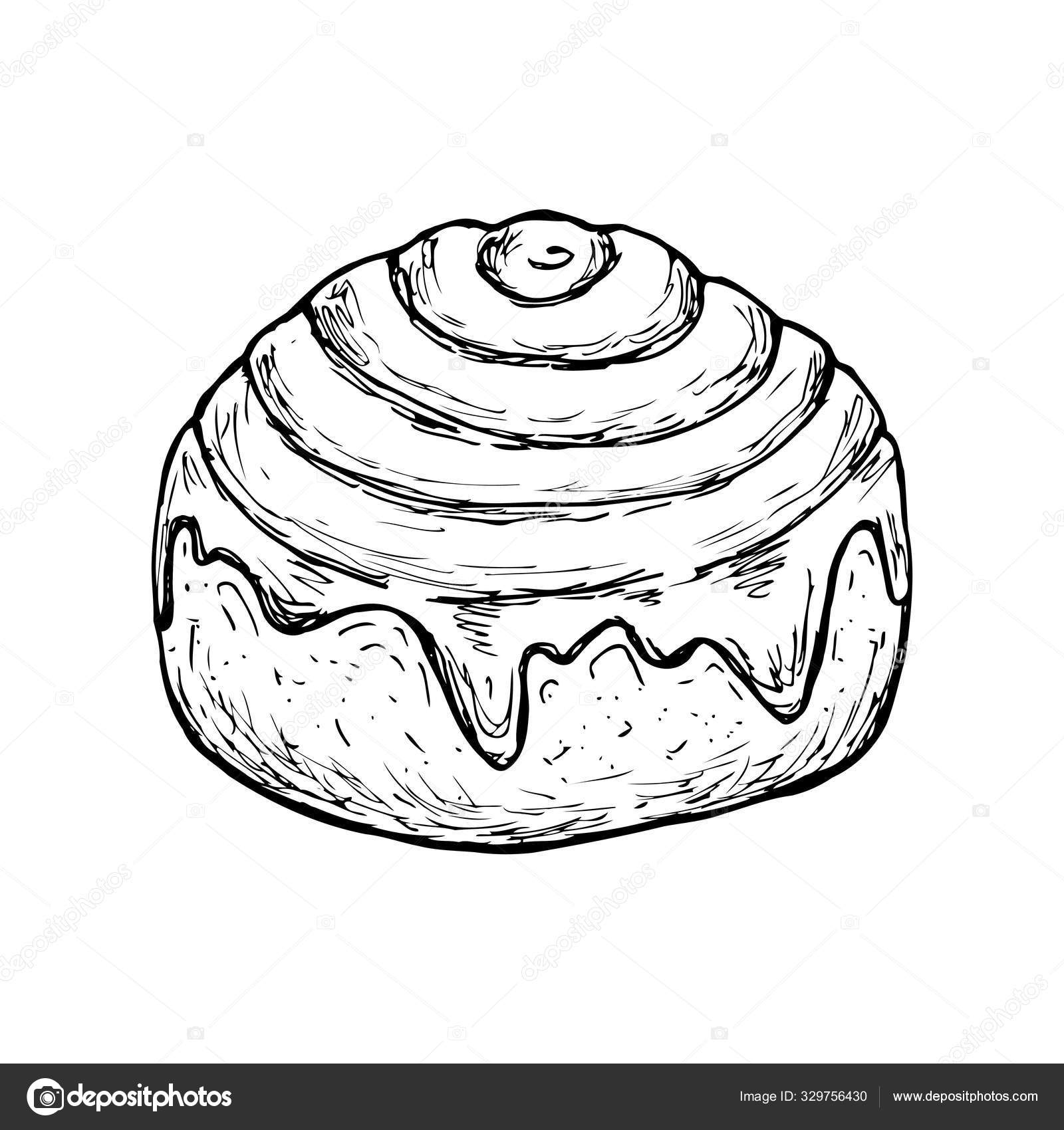Bun. Illustrations for coffee houses or cafes. Hand drawn vector ...