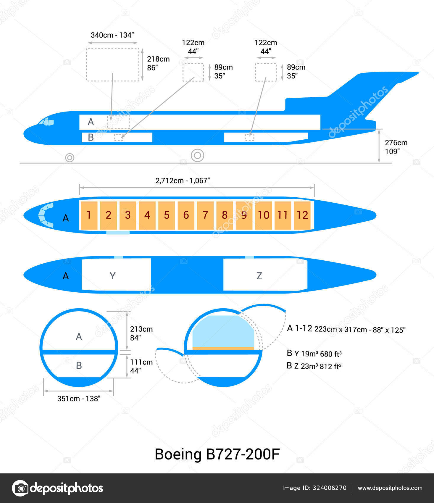 Boeing B727 200F Cargo Aircraft Guide Stock Vector Image by ©Pokutius ...