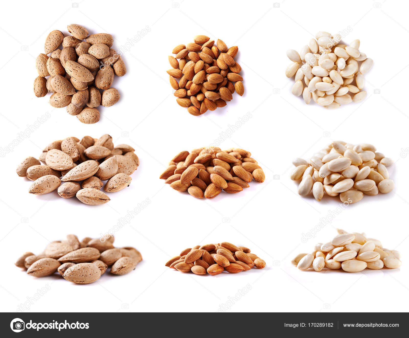 tres tipos de almendras — Fotos de Stock © kiboka #170289182