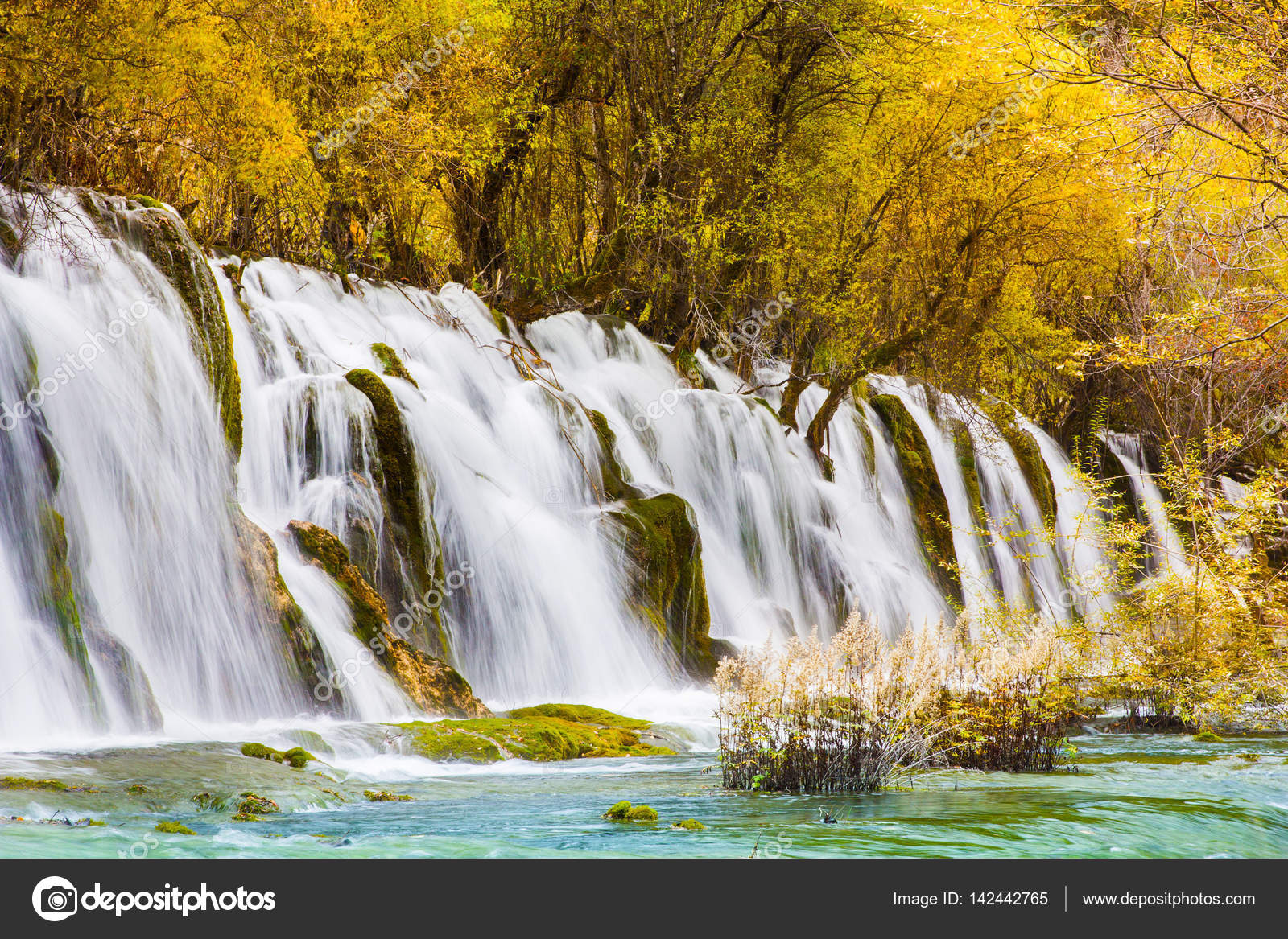 Arrow bamboo waterfall jiuzhaigou scenic Stock Photo by ©happystock ...