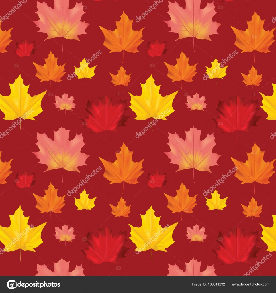Seamless Autumn Leaves Background Pattern in Vector — Stock Vector ...