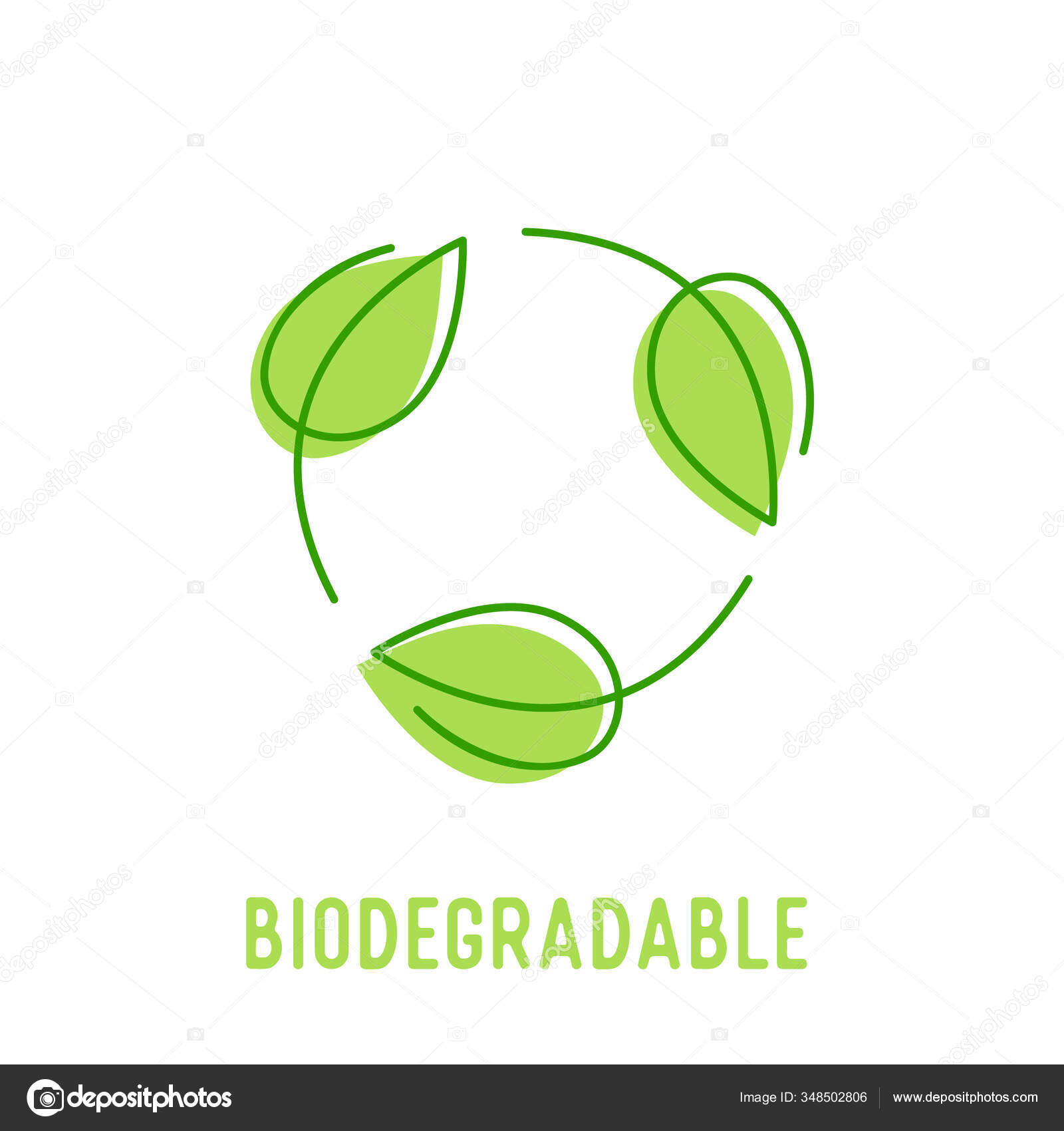 Biodegradable Symbol with Circulate Rotating Green Leaves. Compostable ...