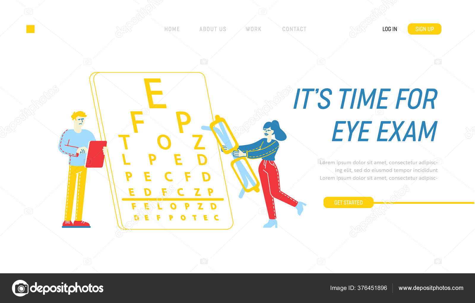 Myopia or Nearsightedness, Vision Diseases Landing Page Template. Eye ...