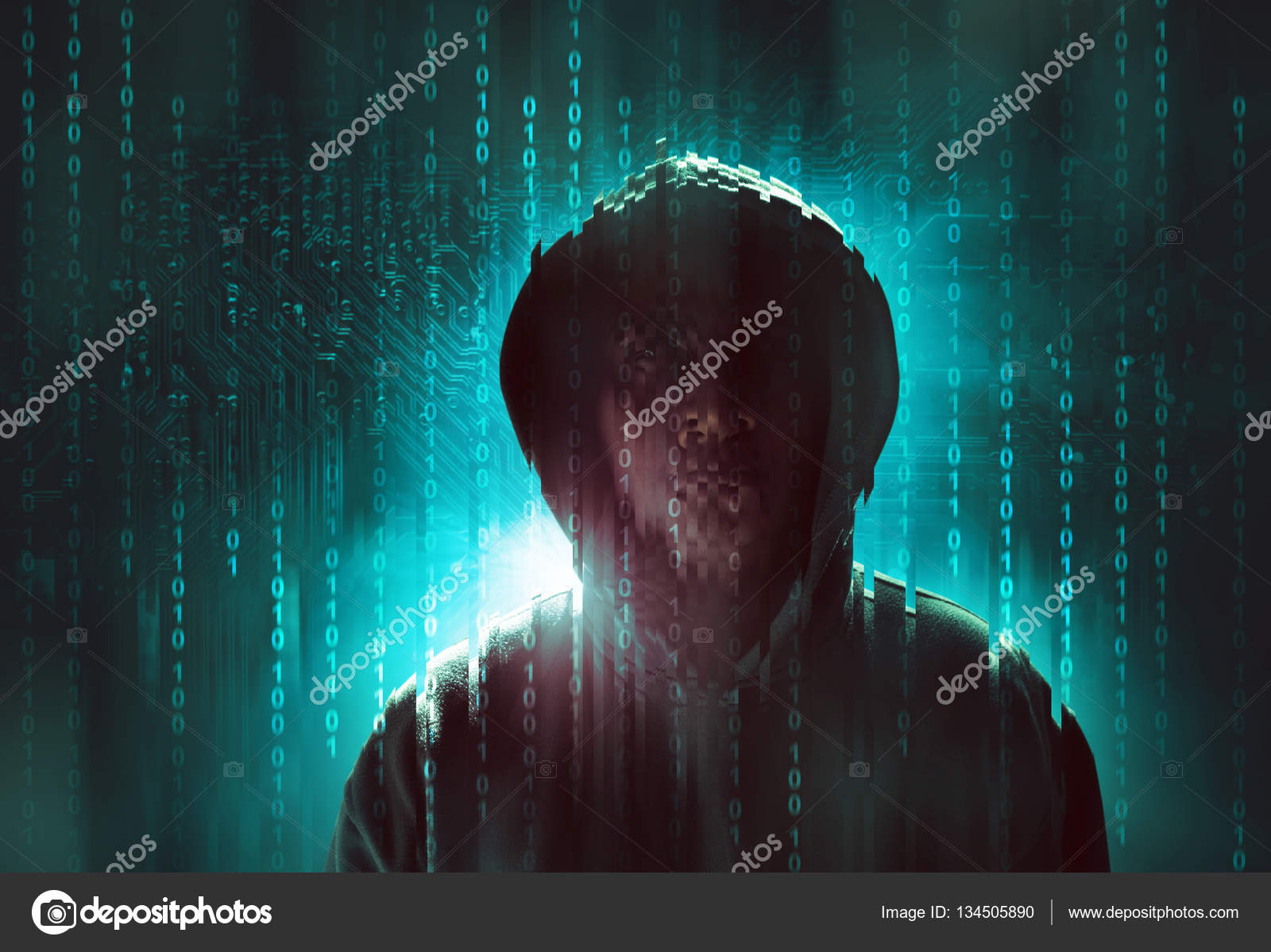 Hacker over a screen with binary code Stock Photo by ©fotokitas 134505890