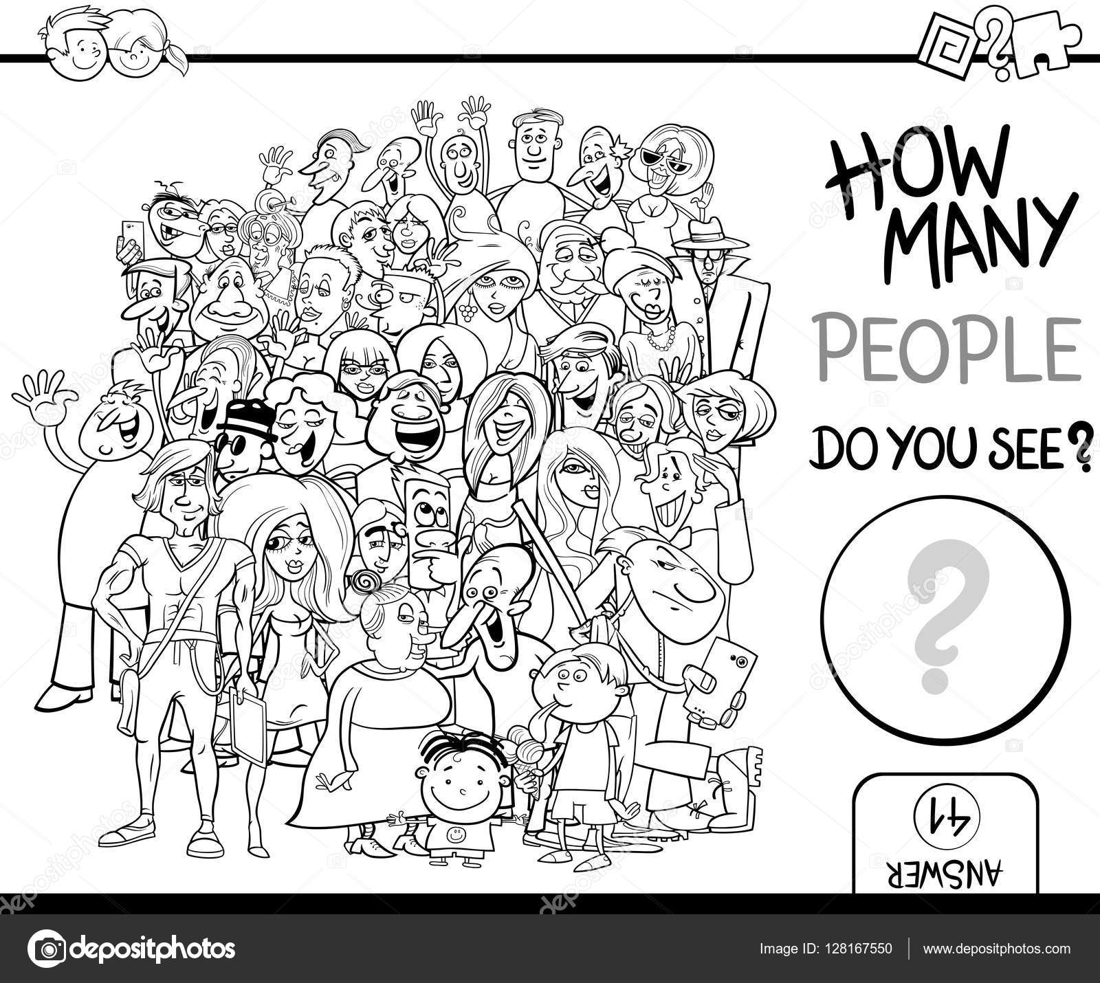 Counting people task coloring page Stock Vector by ©izakowski 128167550