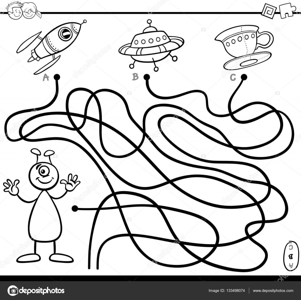 Maze game coloring page Stock Vector by ©izakowski 133498074