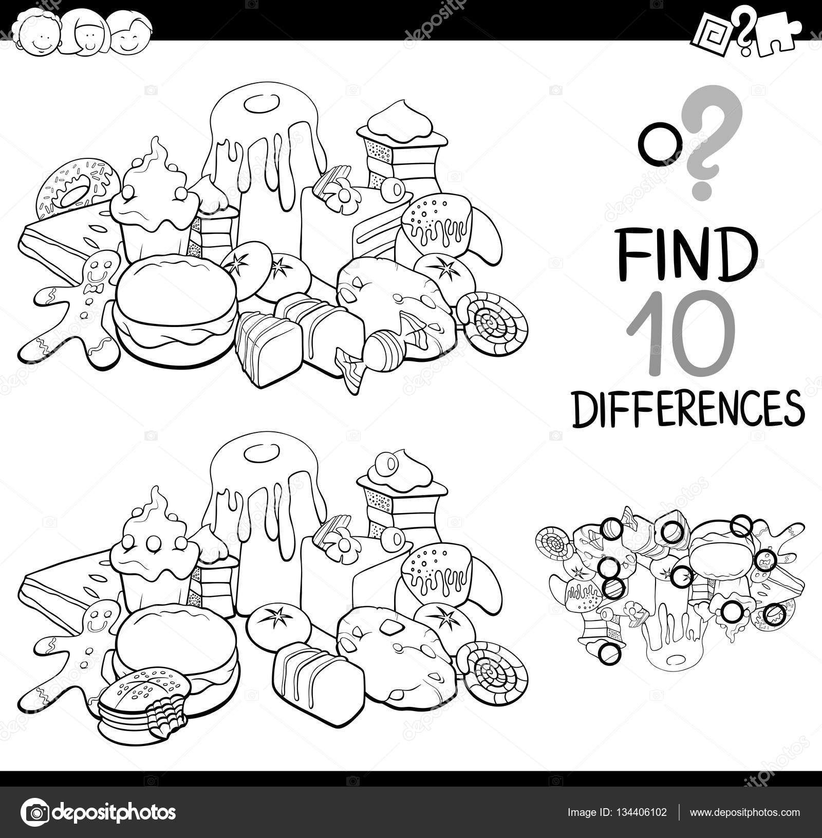 Differences game with sweet food — Stock Vector © izakowski #134406102