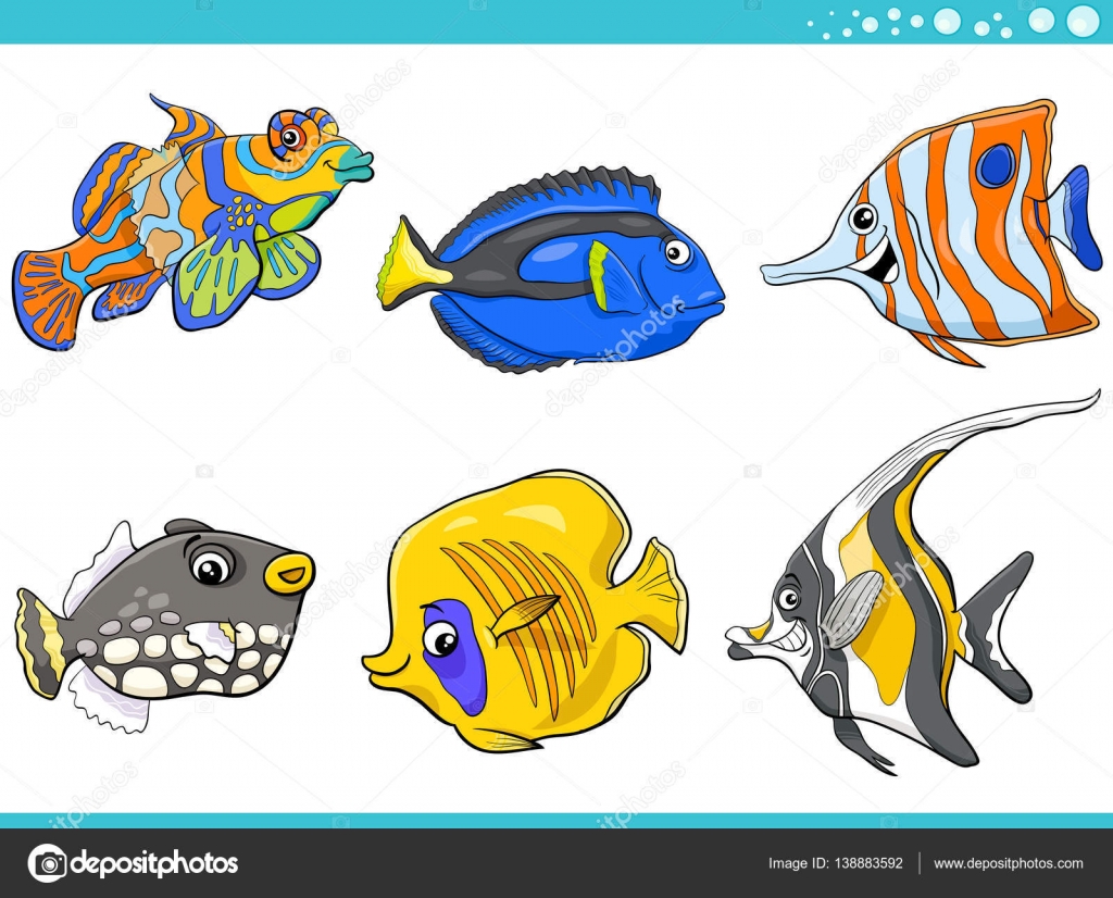Sea life fish characters set Stock Vector Image by ©izakowski #138883592