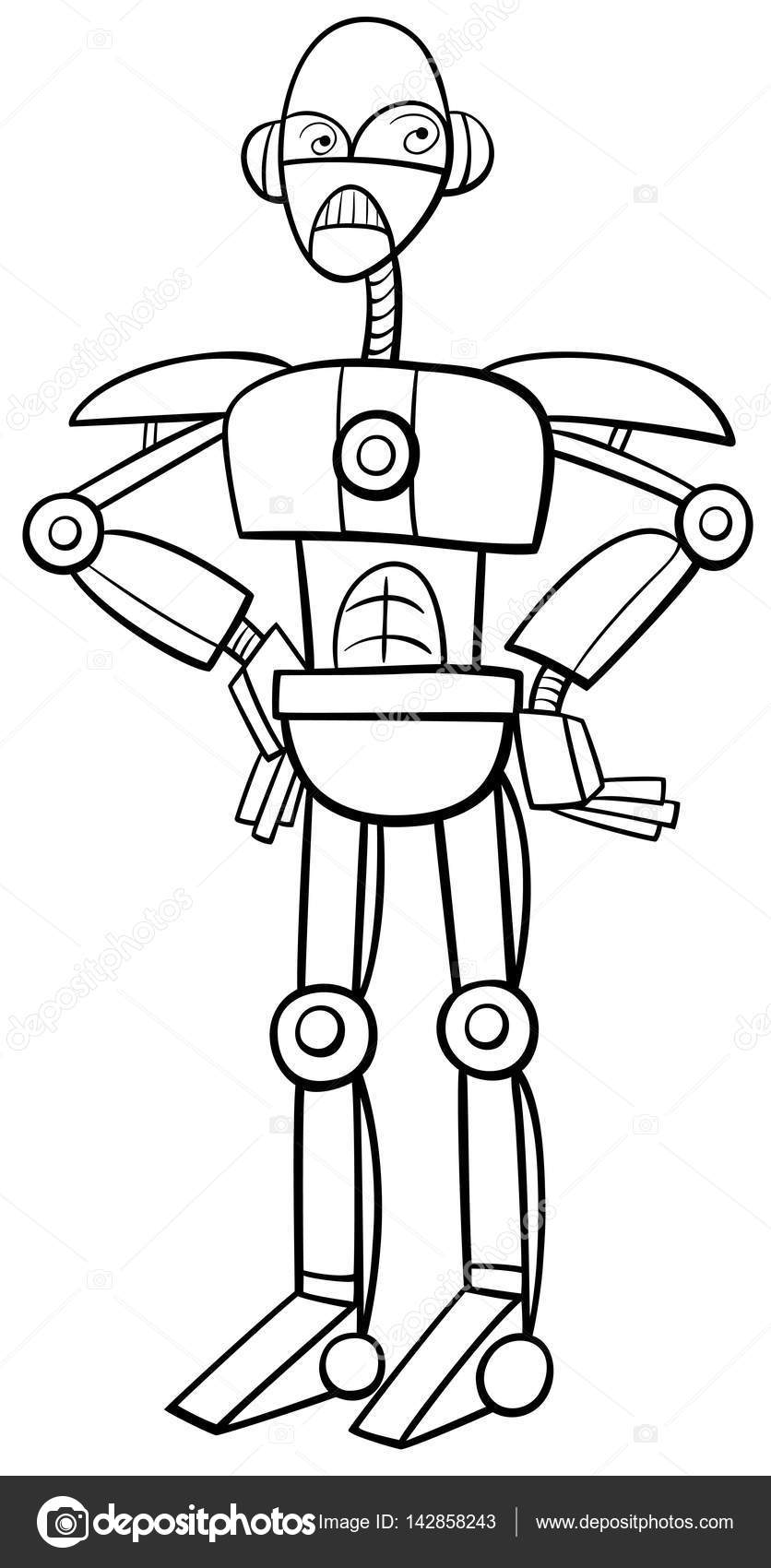 Robot or cyborg coloring page Stock Vector by ©izakowski 142858243