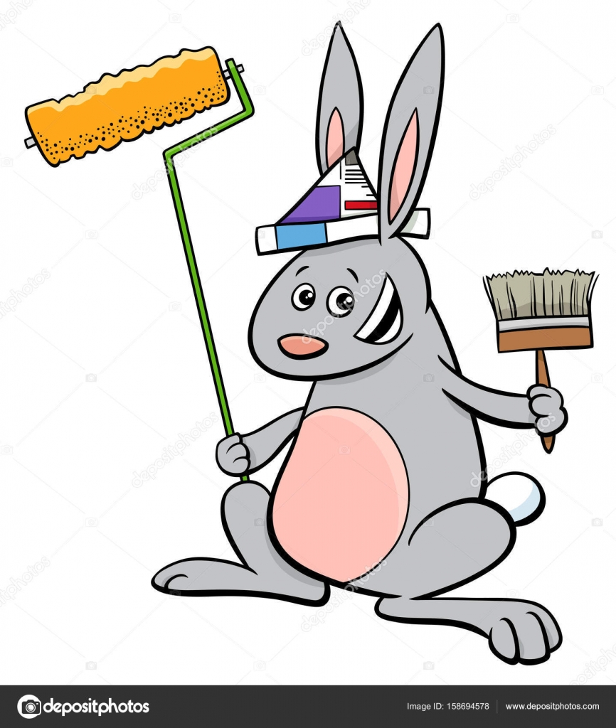 Rabbit painter cartoon character Stock Vector Image by ©izakowski ...