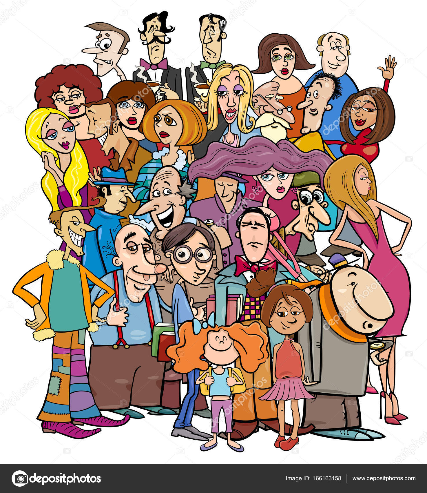 Cartoon people characters in the crowd Stock Illustration by ©izakowski ...