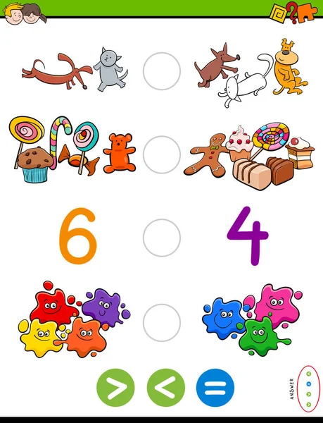 Kartun lebih besar kurang atau sama dengan lembar kerja Vektor Stok ...