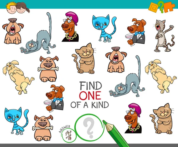 Cartoon Illustration Find One Kind Picture Educatieve Activiteit Spel ...