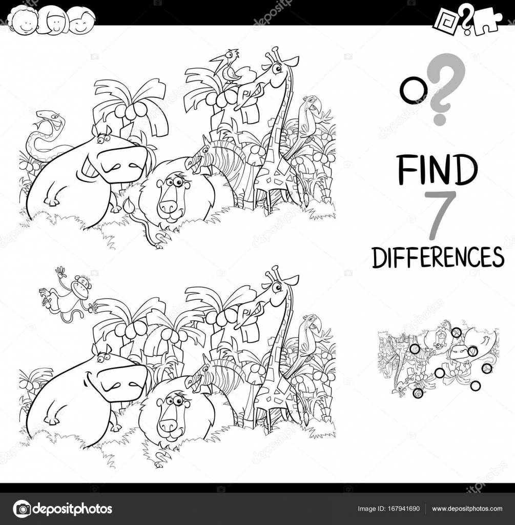Spot the difference with animals coloring book Stock Vector Image by ...