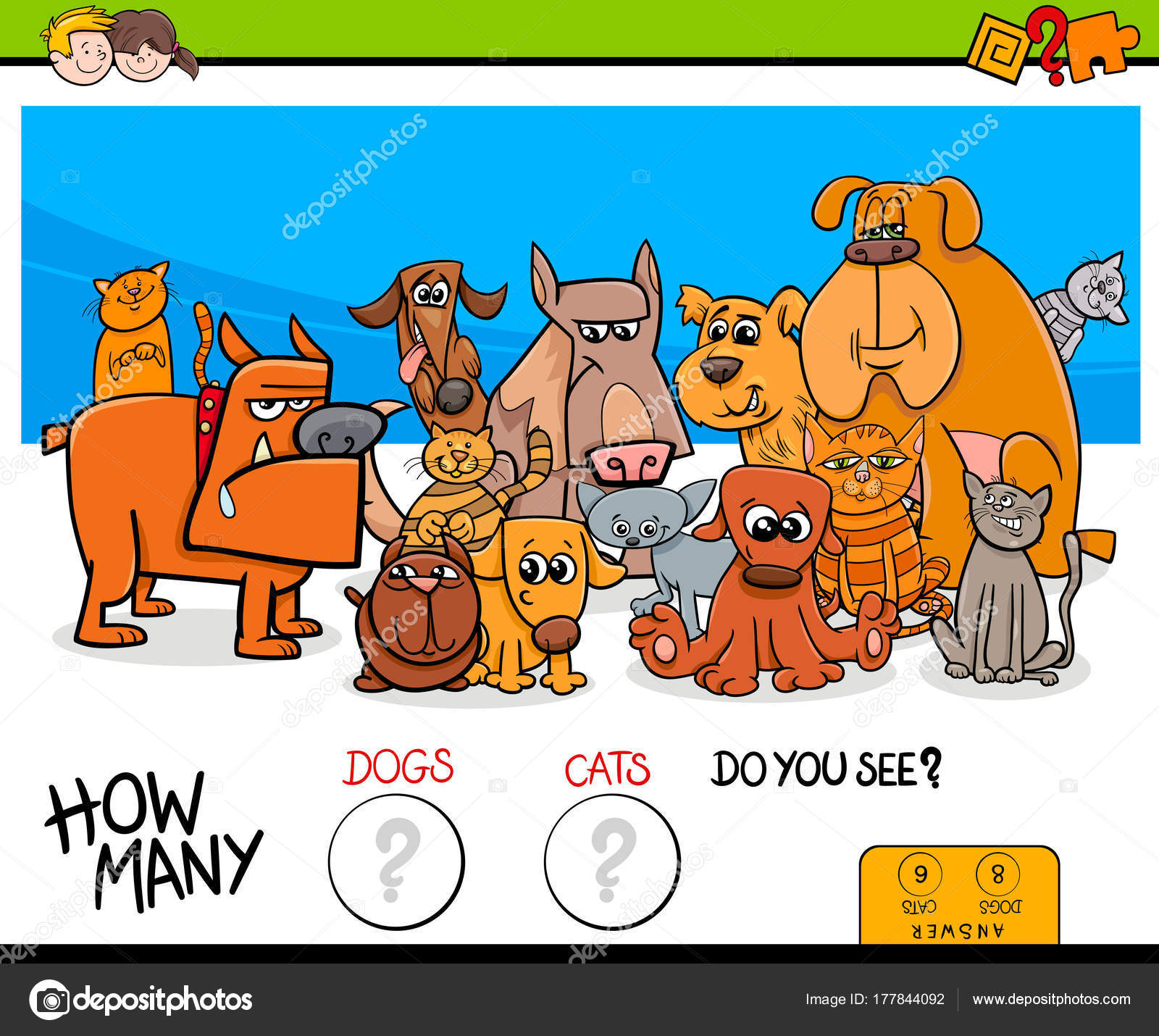 Counting cats and dogs educational game for kids Stock Vector by ...