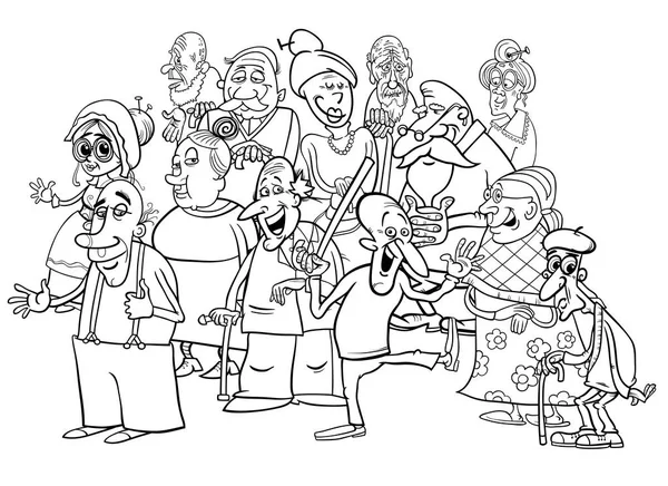 Cartoon Illustration Elder People Senior Characters Group Coloring Page ... Cartoon Illustration Elder People Senior Characters Group Coloring Page ...