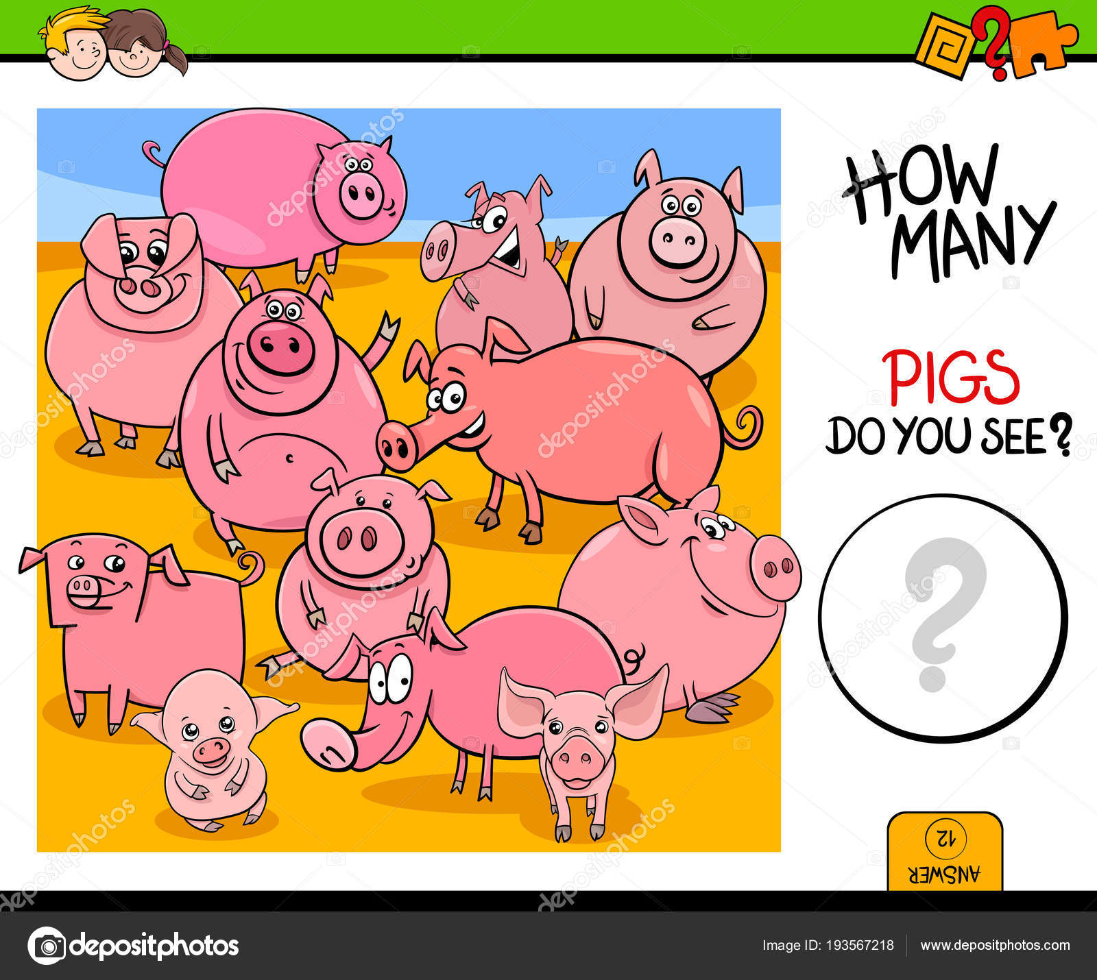 Counting pigs animals educational game Stock Vector Image by ©izakowski ...