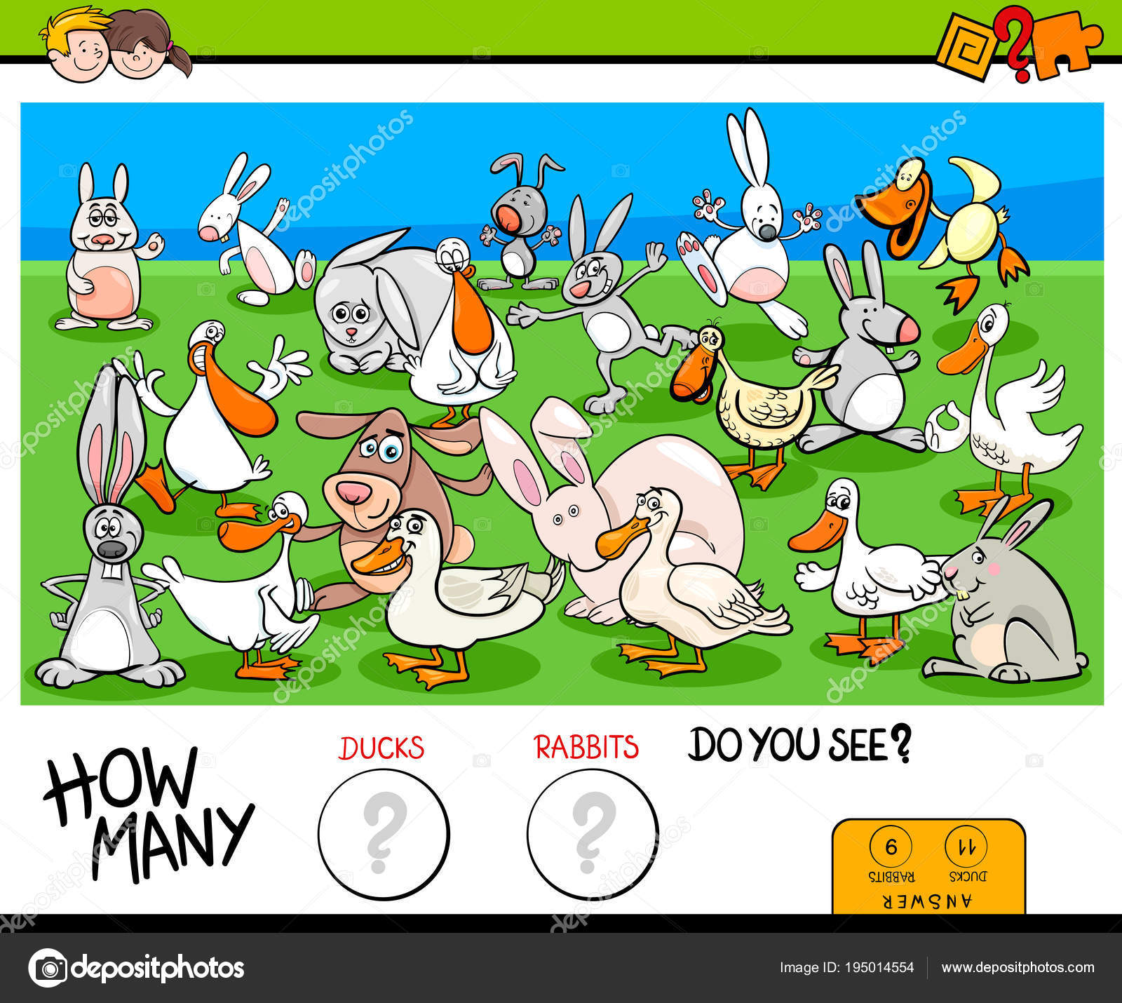 Counting ducks and rabbits educational game for kids Stock Vector by ...