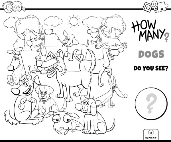 Counting dogs and puppies educational task color book Stock Vector ...