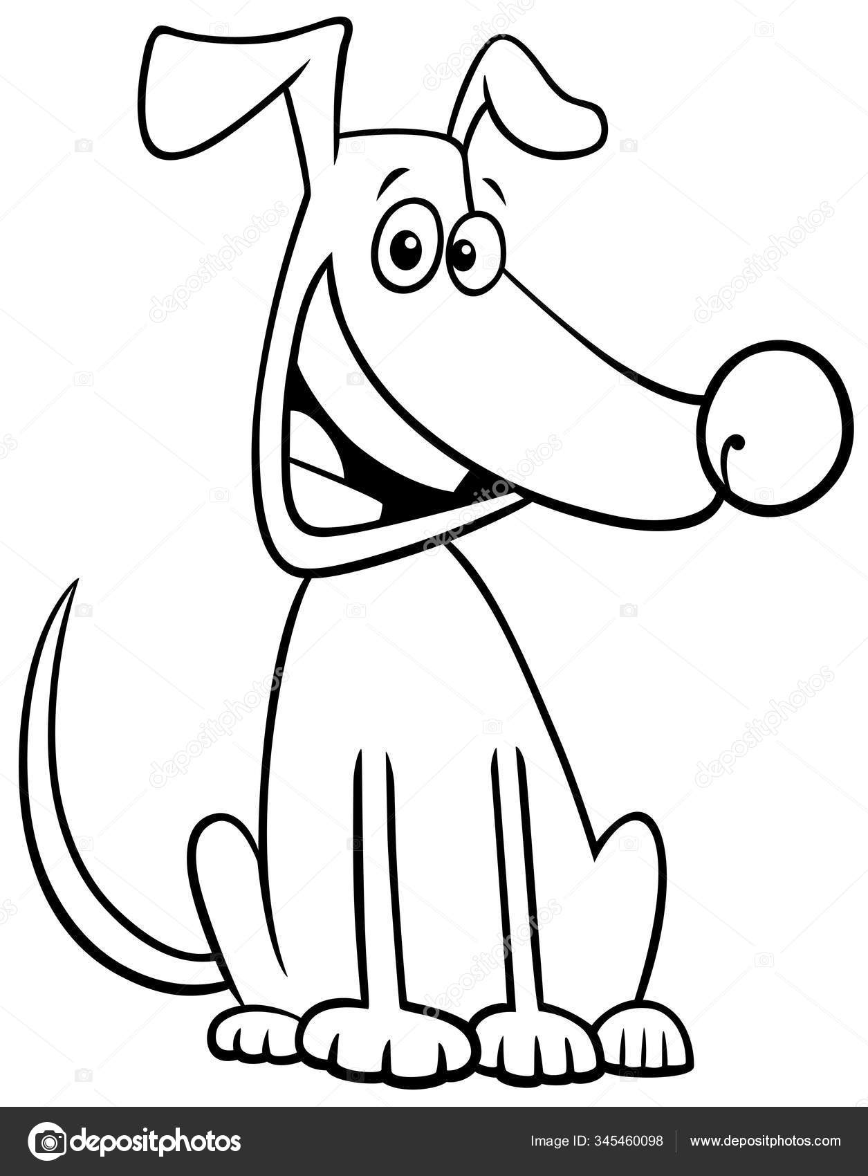 Desenho animado sentado cão personagem cor livro página Vetor de ...