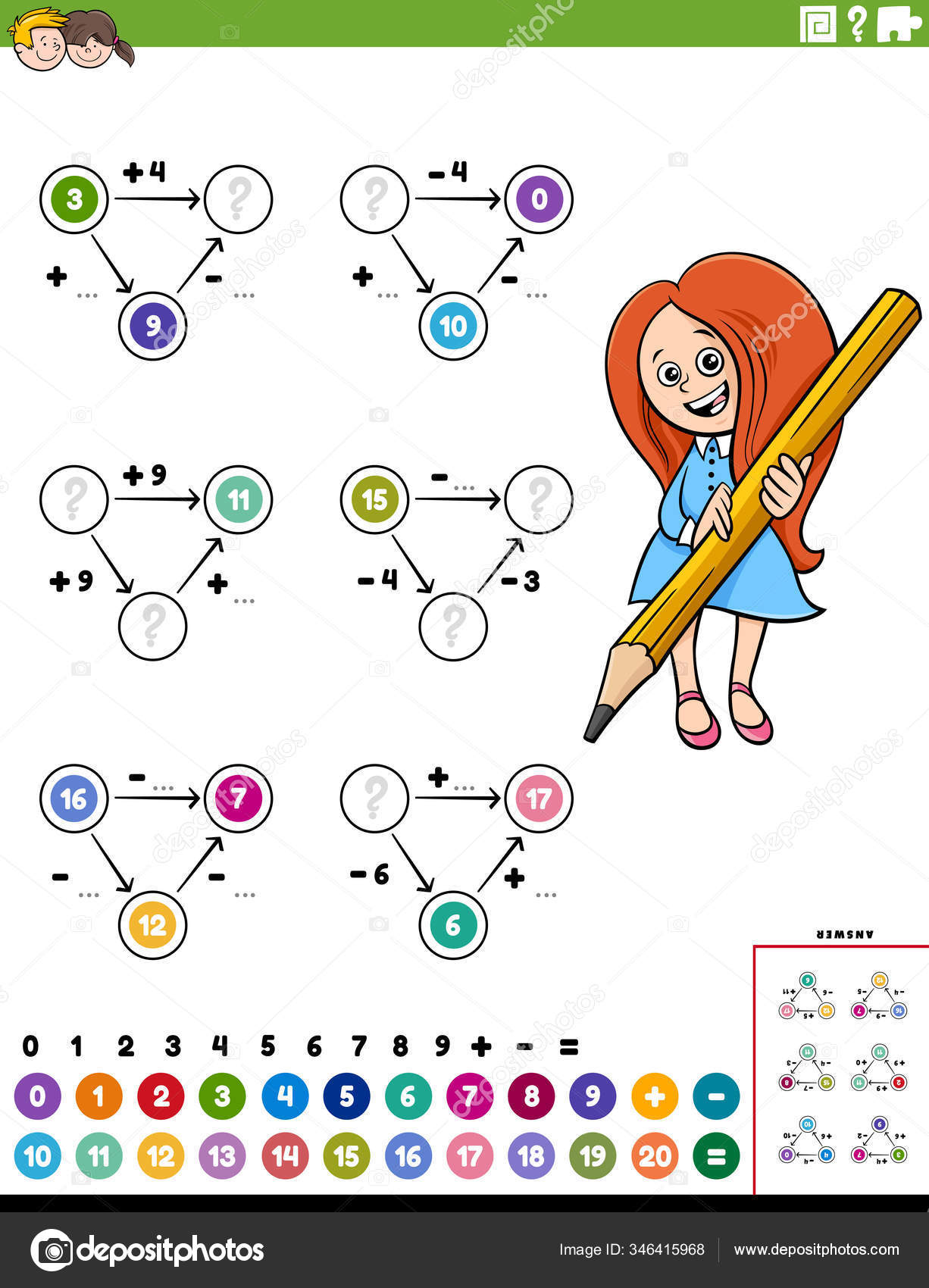 Ilustración Dibujos Animados Cálculo Matemático Educativo Tarea ...