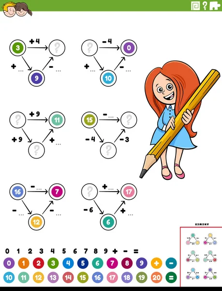 Cartoon Illustration Educational Mathematical Calculation Diagram Task ...
