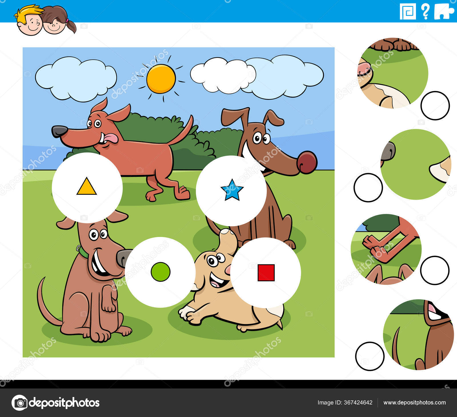 Cartoon Illustration Educational Match Pieces Jigsaw Puzzle Game ...