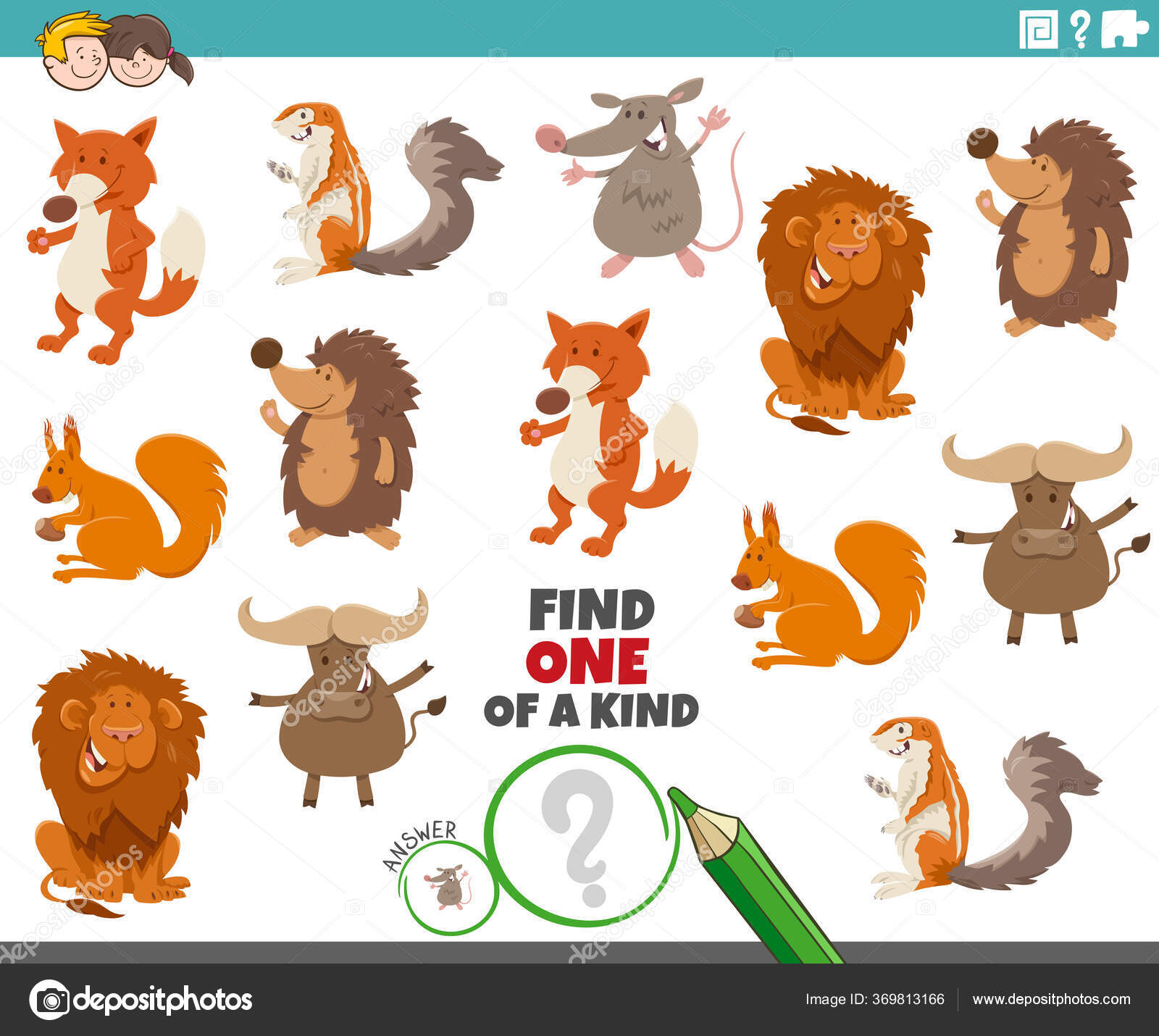 Desenhos Animados Ilustração Encontrar Tipo Jogo Educativo Imagem Com ...