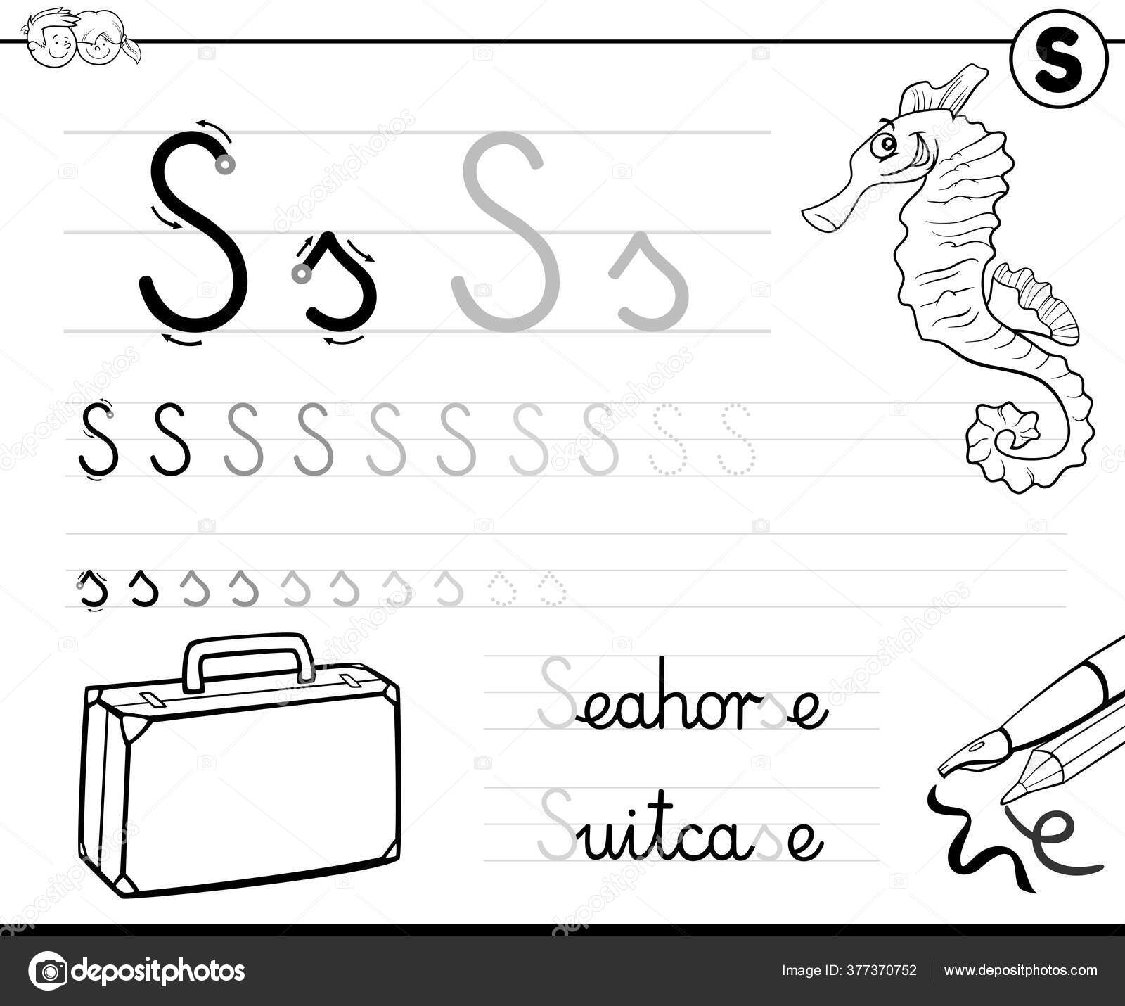 Ilustración Dibujos Animados Blanco Negro Hoja Trabajo Práctica ...