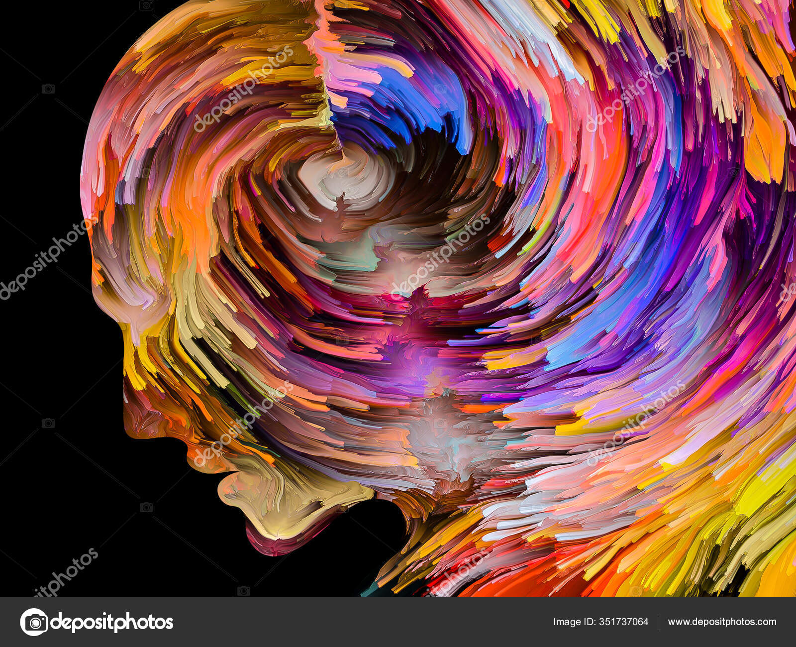 Disturbing Thoughts Series Dark Paint Motion Human Face Silhouette ...