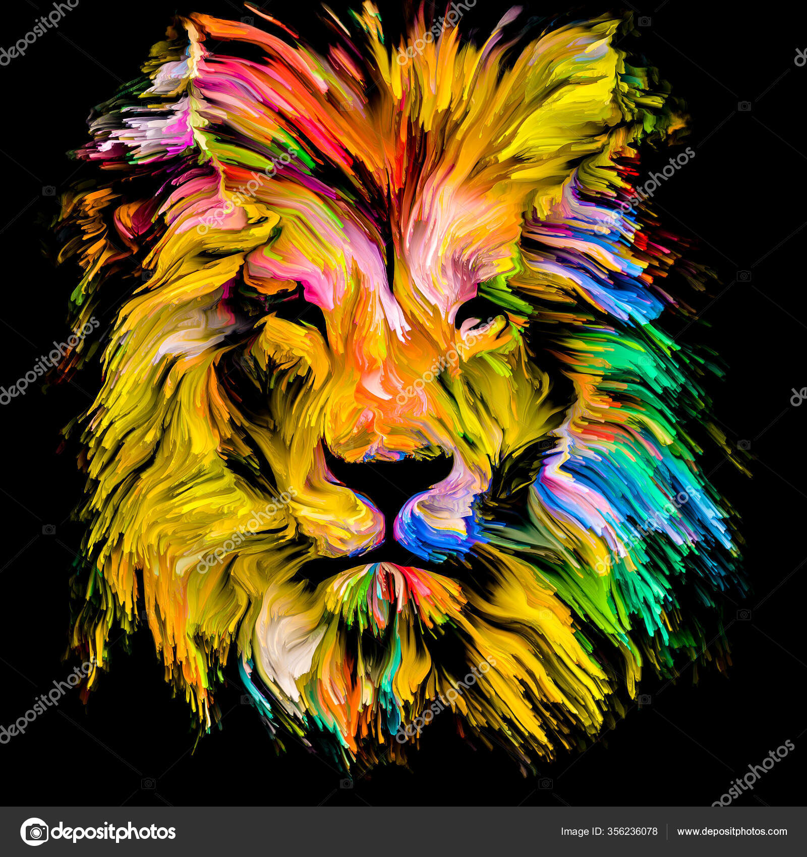 Animal Paint Series Lion Multicolor Portrait Vibrant Paint Subject ...