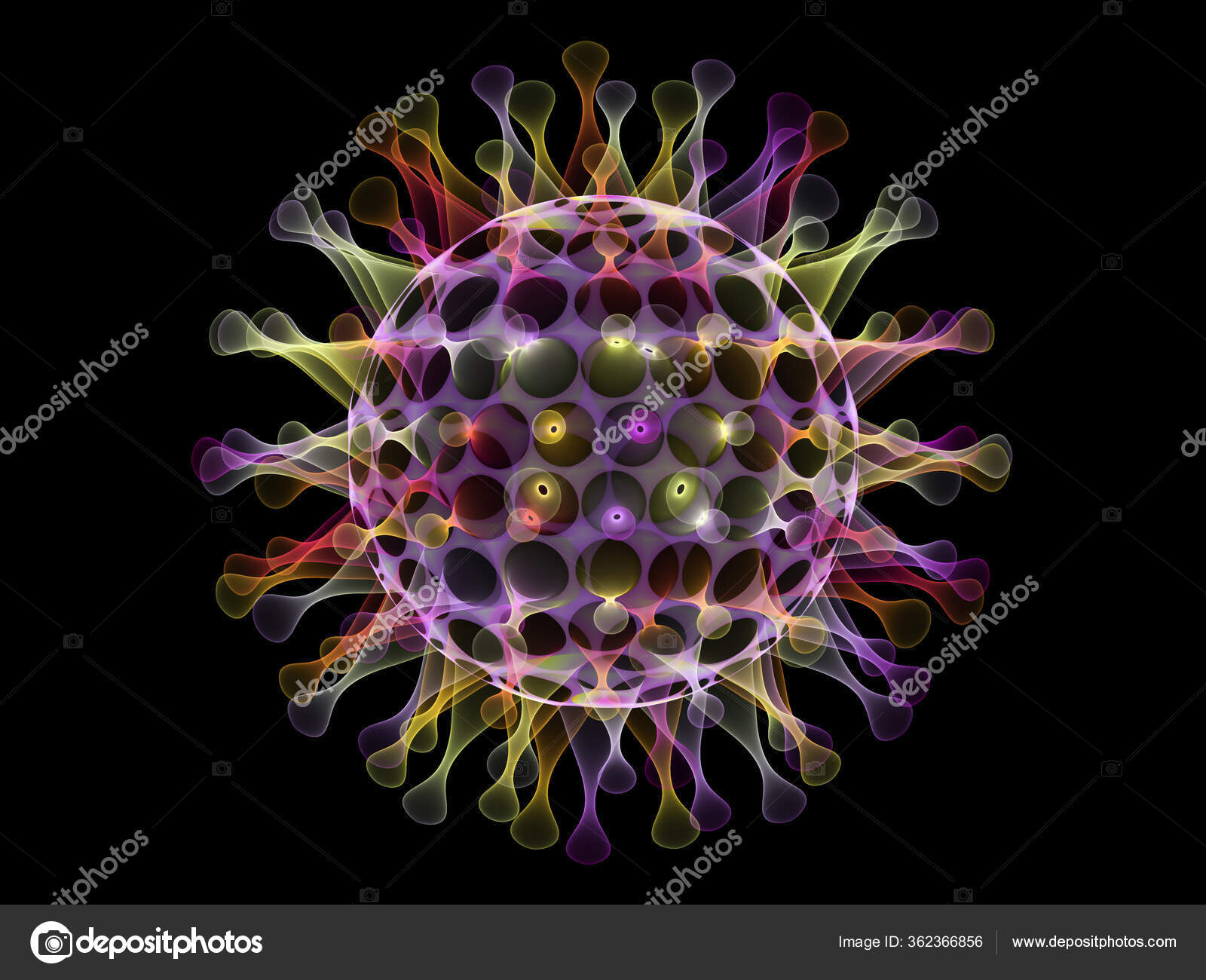 Fractal Virus Series Rendering Translucent Colorful Viral Particles ...