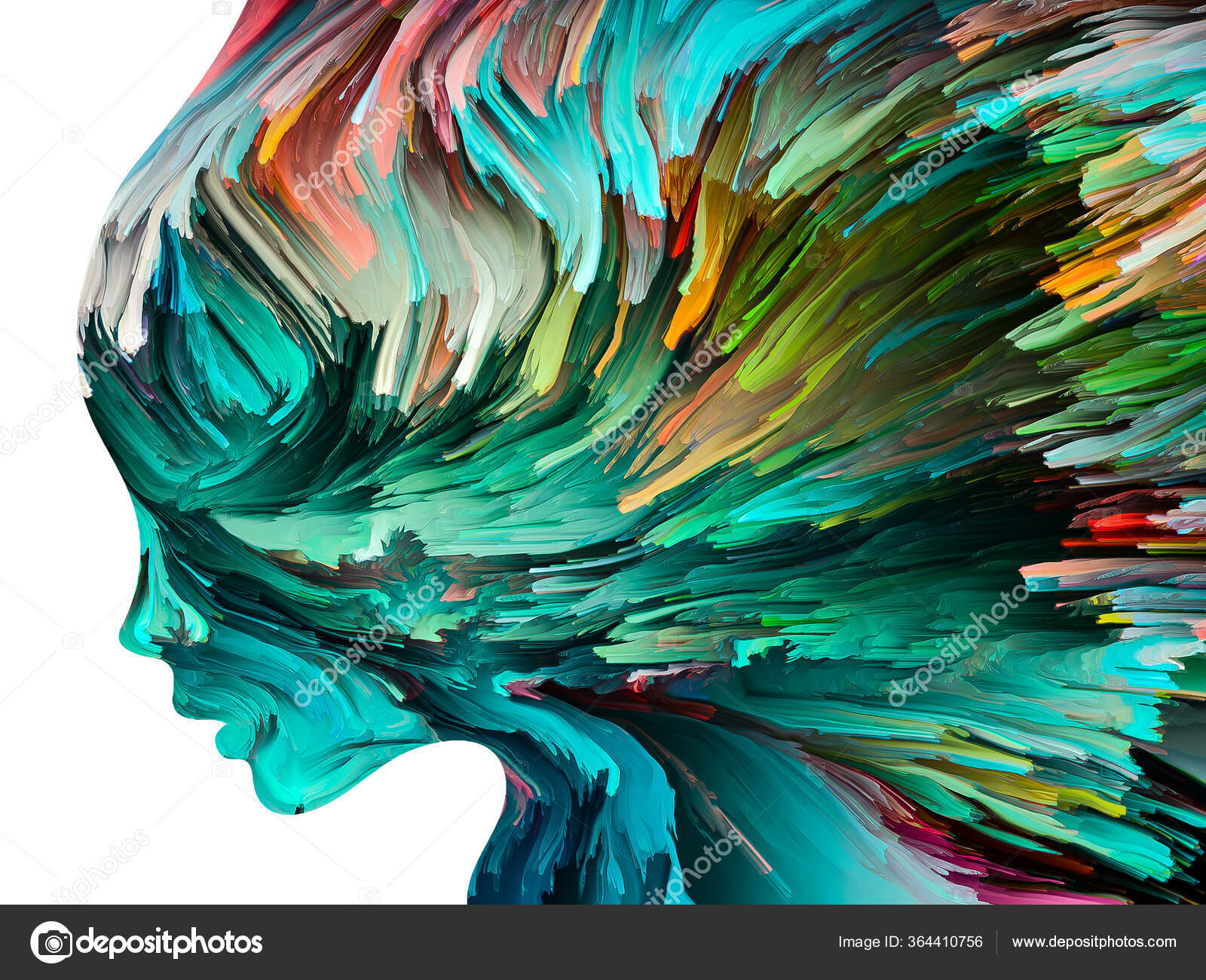 Disturbing Thoughts Series Thick Paint Motion Human Face Silhouette ...