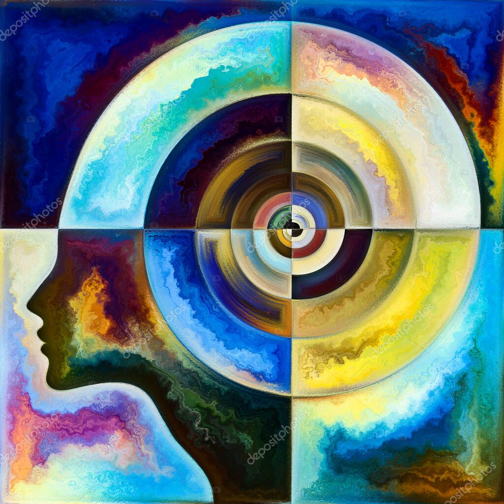 Serie espiral interior. Interacción de los contornos de la cara humana ...