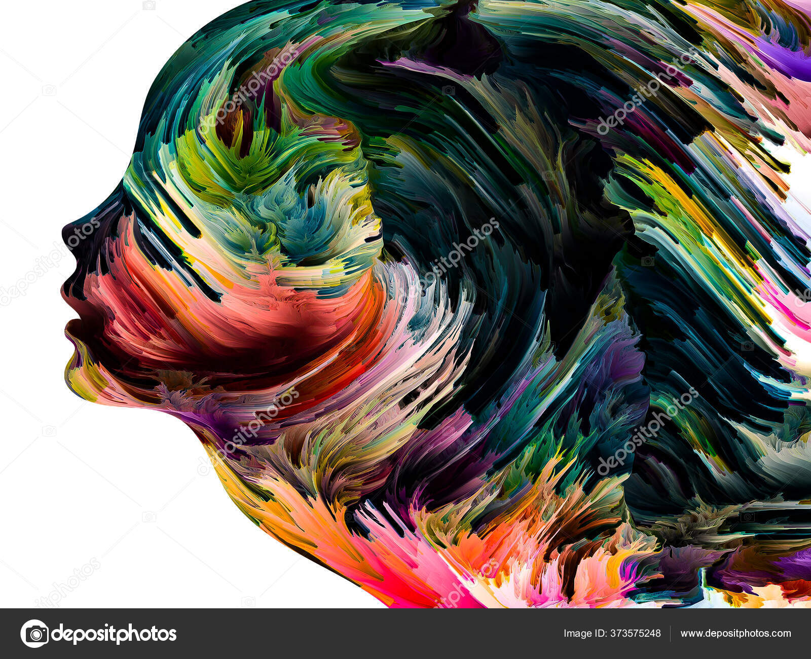 Disturbing Thoughts Series Textured Paint Motion Human Face Silhouette ...