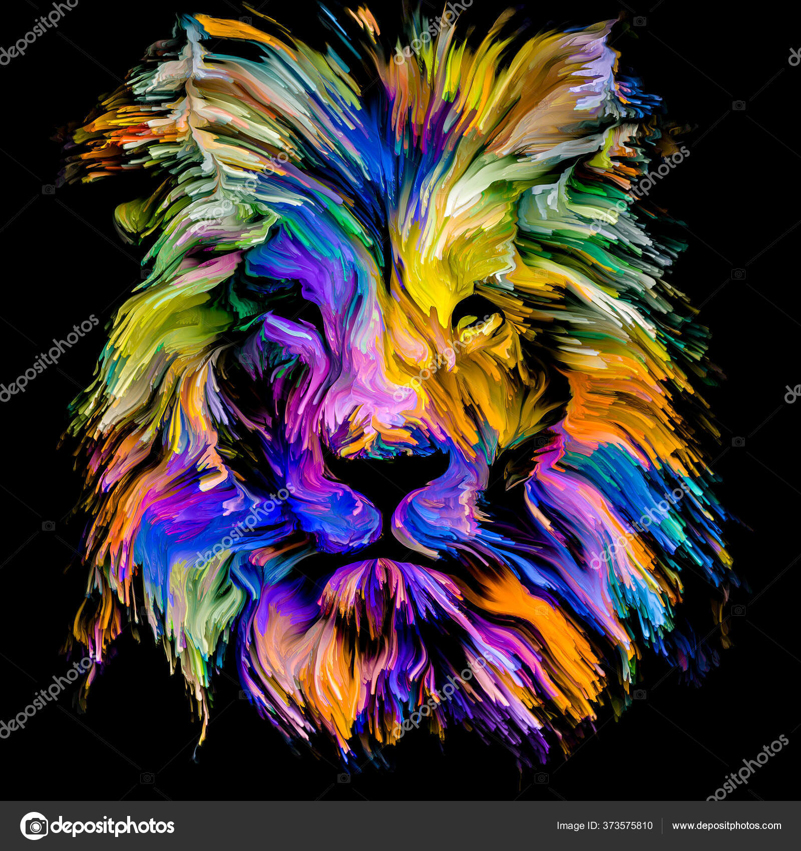Animal Paint Series Lion Multicolor Portrait Vibrant Paint Subject ...